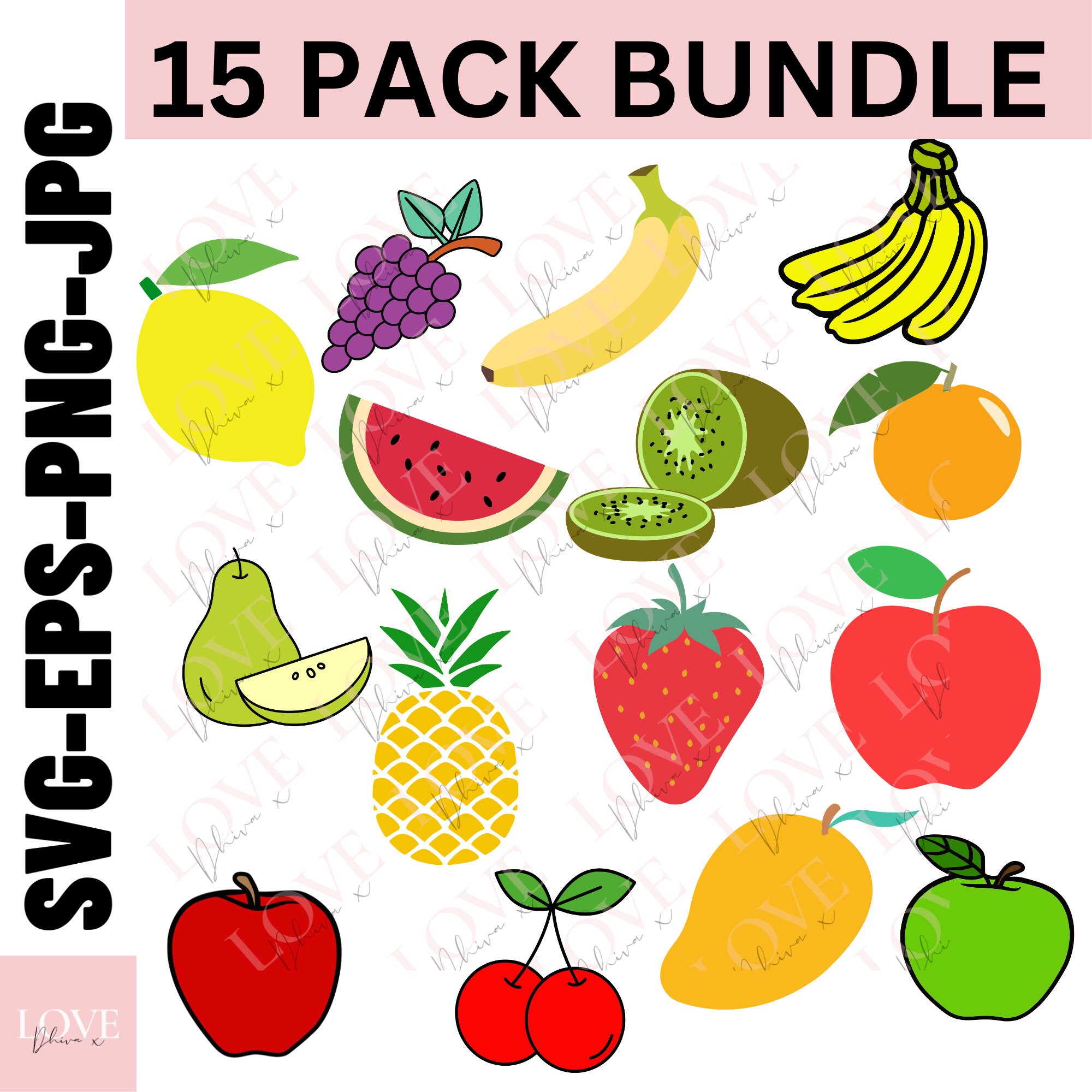 Fruit SVG Bundle,cut File,layered,lemon,cherry,strawberry,orange ...