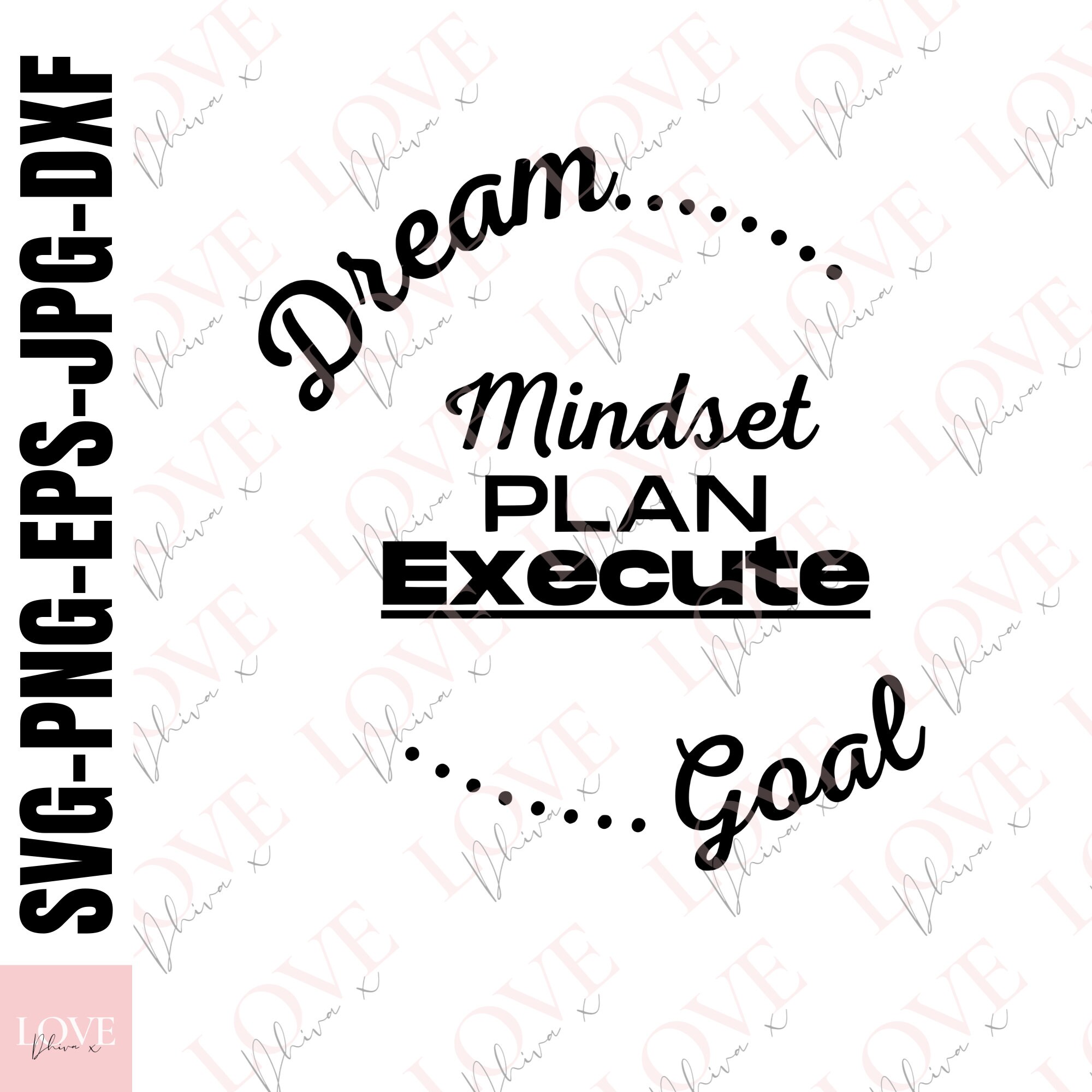 Dream Mindset Plan Execute Goal SVG PNG DXF Clipart,achieve Your Goals ...