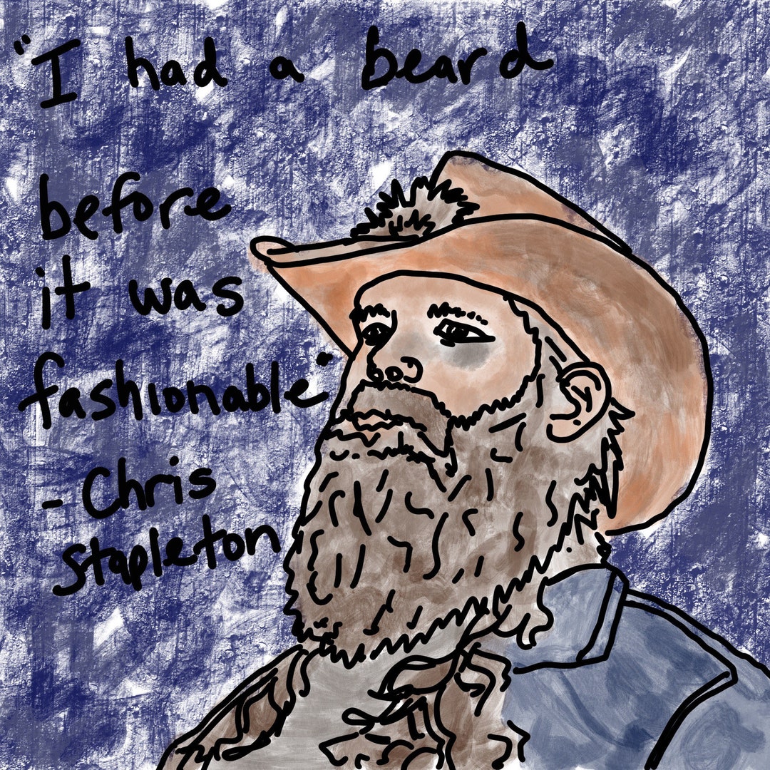 Chris Stapleton - Fashionable Beard Print, Artwork and Quote on Canvas ...