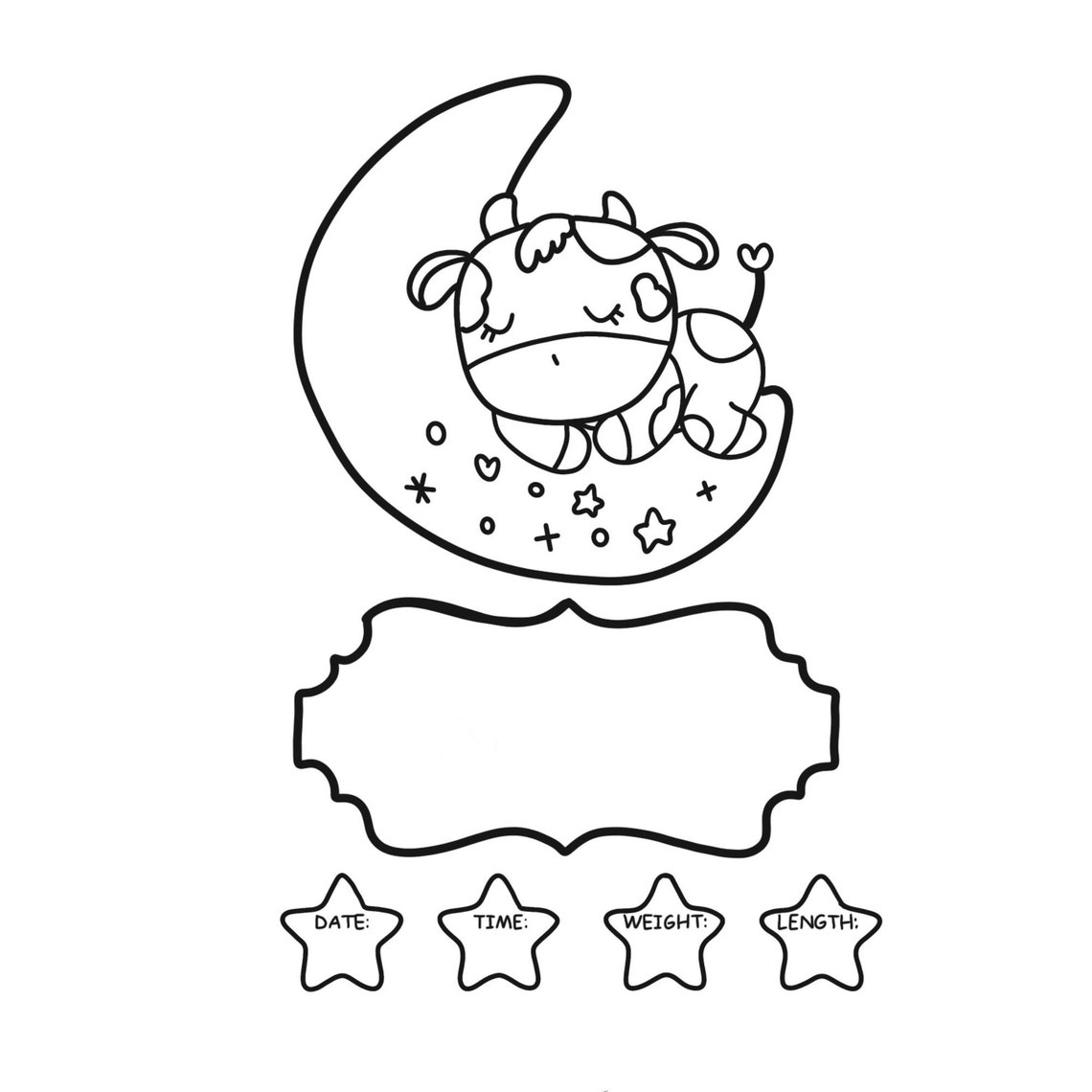 Cow Over the Moon Template | DIY Personalized Hospital Door Hanger ...