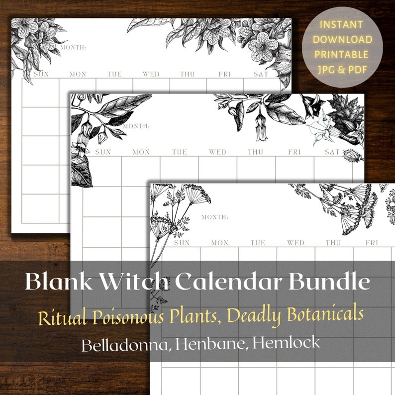 Printable Poison Path Calendars | Poisonous Plants | Witchcraft Baneful ...