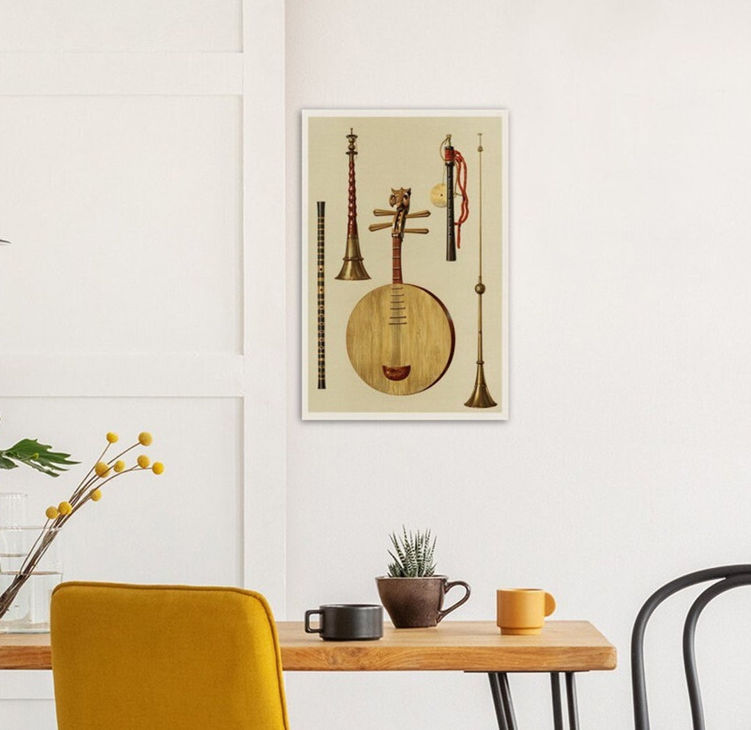 Vintage Musical Instruments Art Print Poster | Beautiful Horns Guitar ...