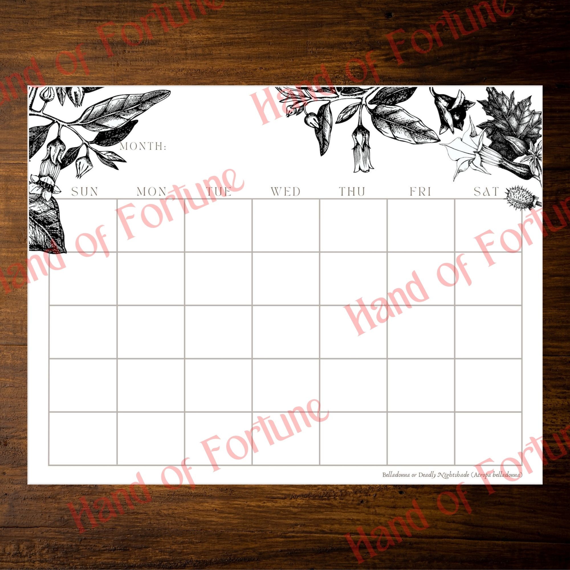 Printable Poison Path Calendars | Poisonous Plants | Witchcraft Baneful ...