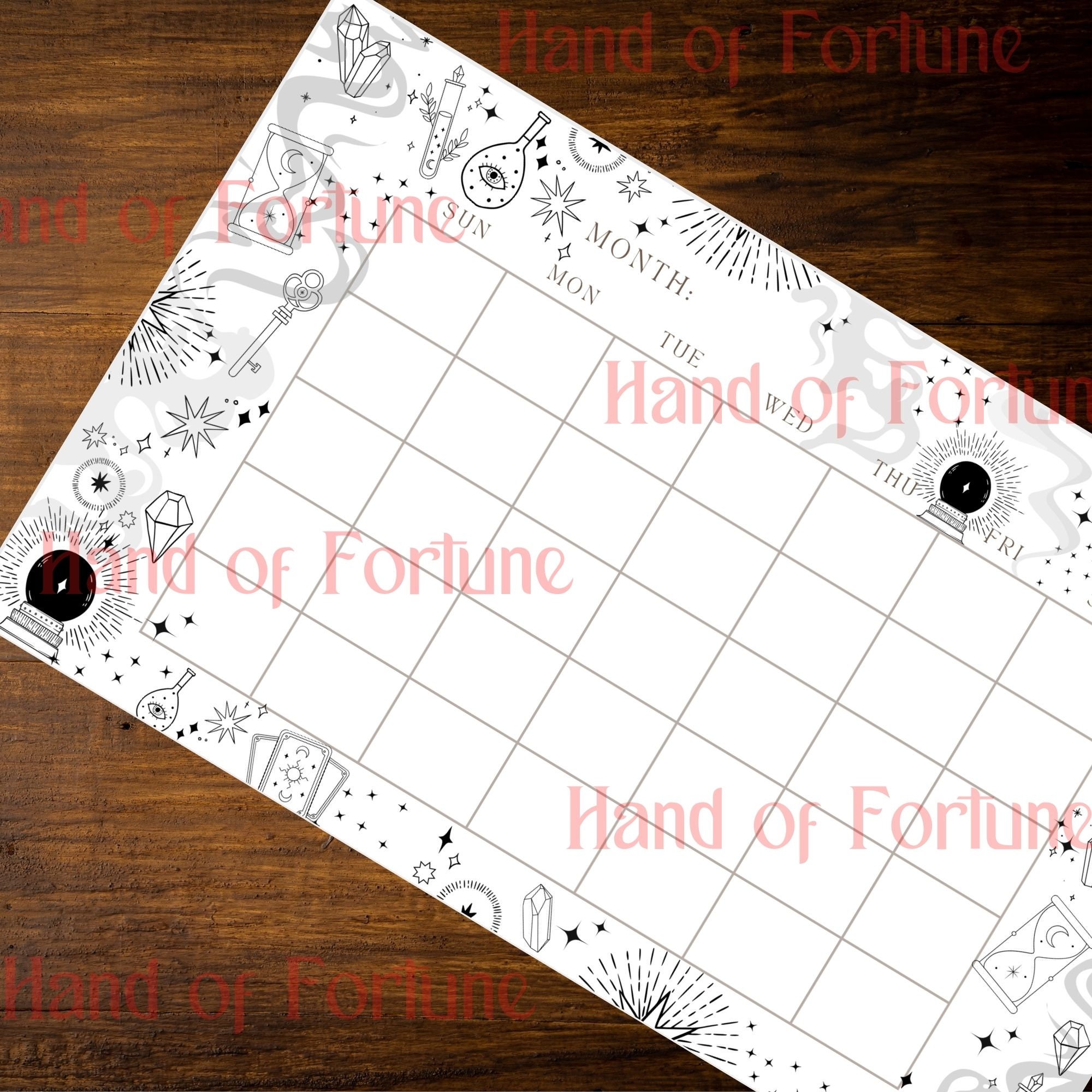 Printable Witchy Calendar Blank Monthly Calendar Halloween Calendar ...