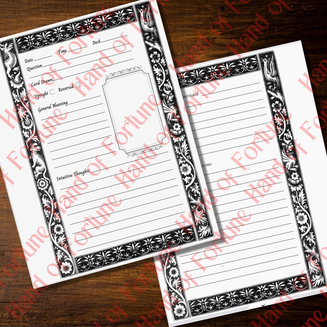 Printable Tarot Journal Pages One Card Daily Draw With Medieval Border ...