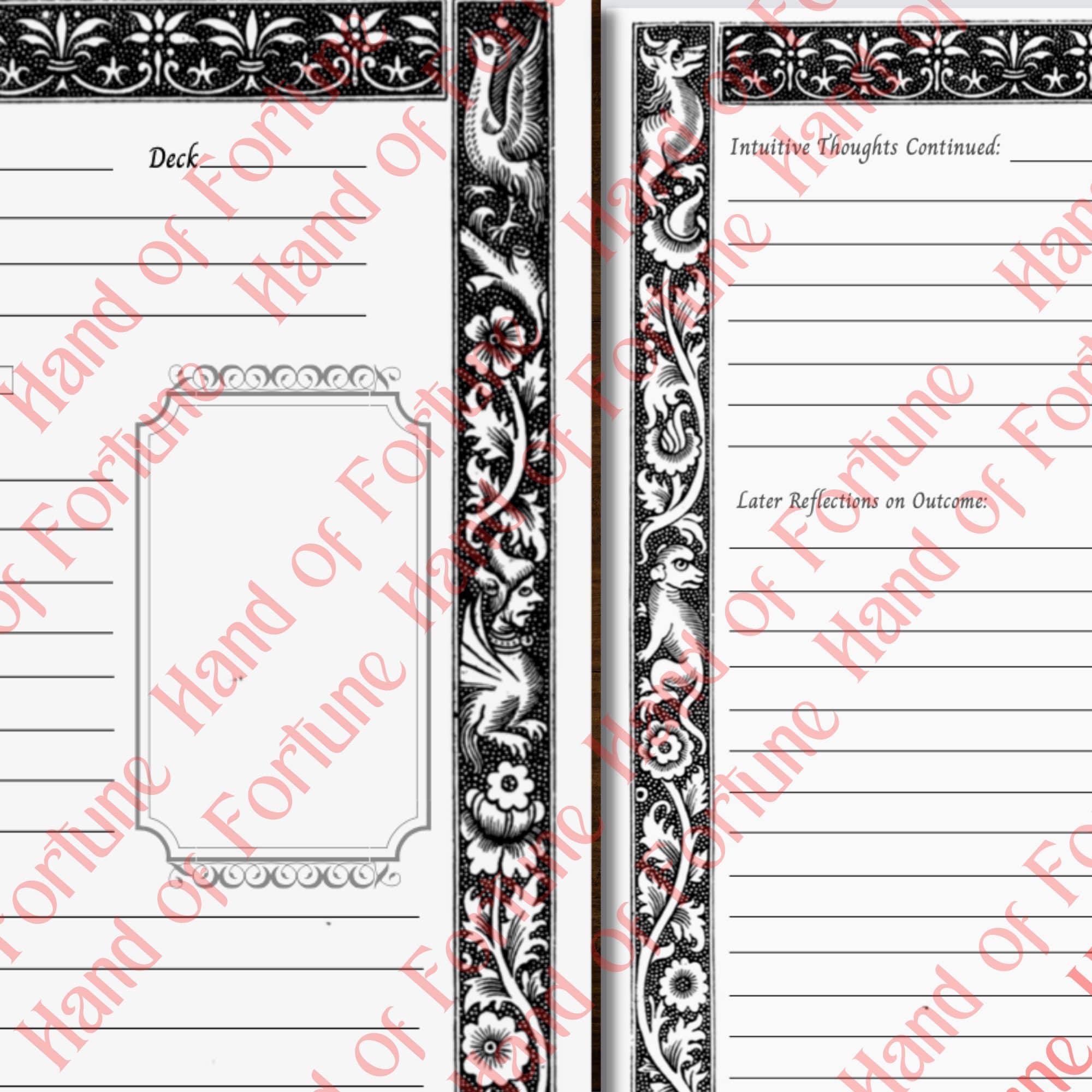 Printable Tarot Journal Pages One Card Daily Draw With Medieval Border ...