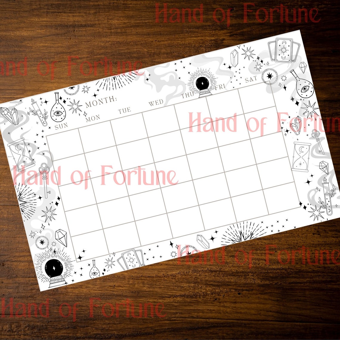 Printable Witchy Calendar Blank Monthly Calendar Halloween Calendar ...