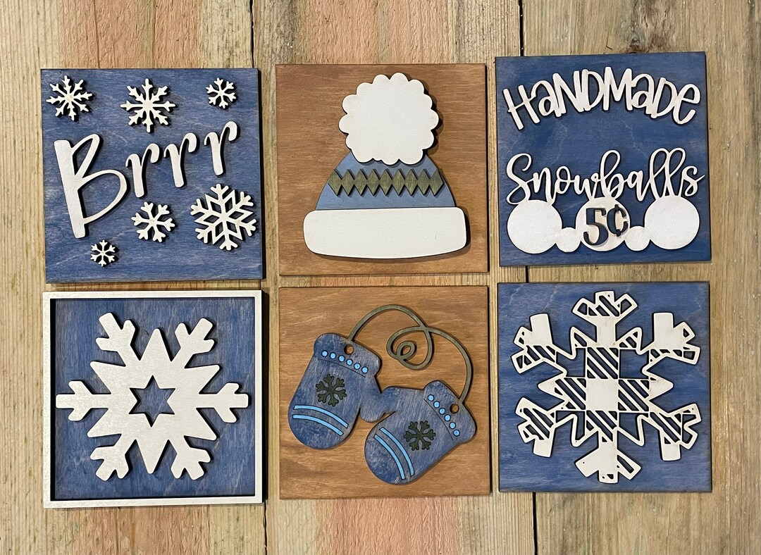 Winter Interchangeable Leaning Ladder Tiles, Winter Decor, Winter Tier ...