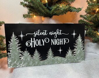 Silent Night Holy Night Sign, Christmas Decor, Religious Decor, Gift ...