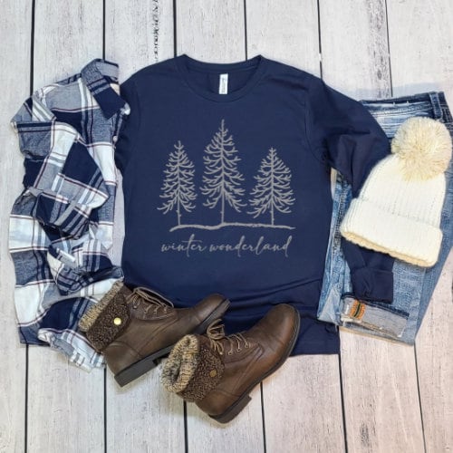 Winter Wonderland Long Sleeve Shirt for Women, Trendy Winter Weather ...
