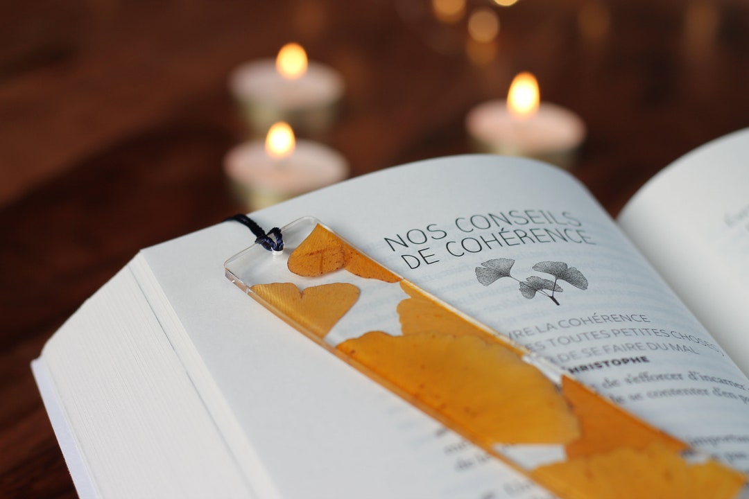 Ginkgo Bookmark / Real Dried Ginko / Japanese Crafts / Resin Ginkgo ...