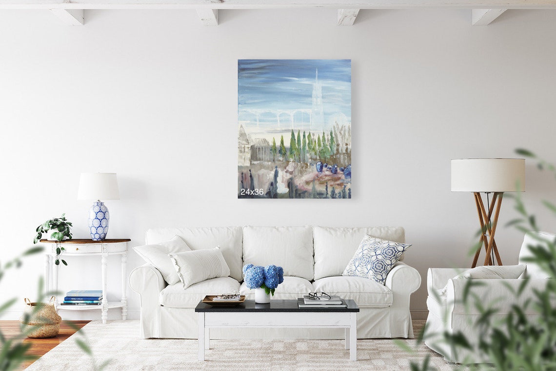 Extra Large Vertical Semi Abstract Original Painting on Canvas Gothic ...