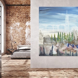 Extra Large Vertical Semi Abstract Original Painting on Canvas | Gothic ...