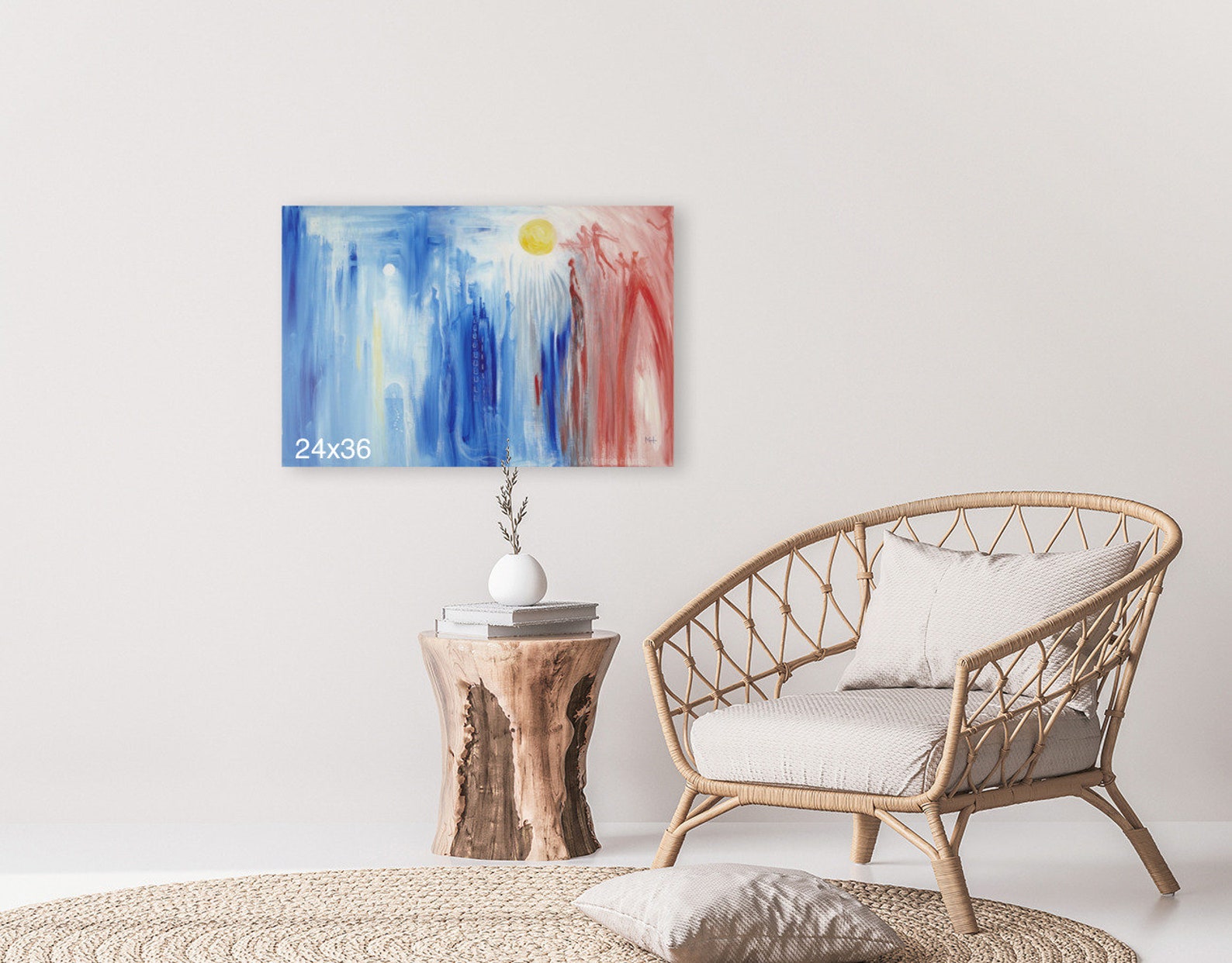 Extra Large Abstract Figurative Original Painting, French Blue White ...