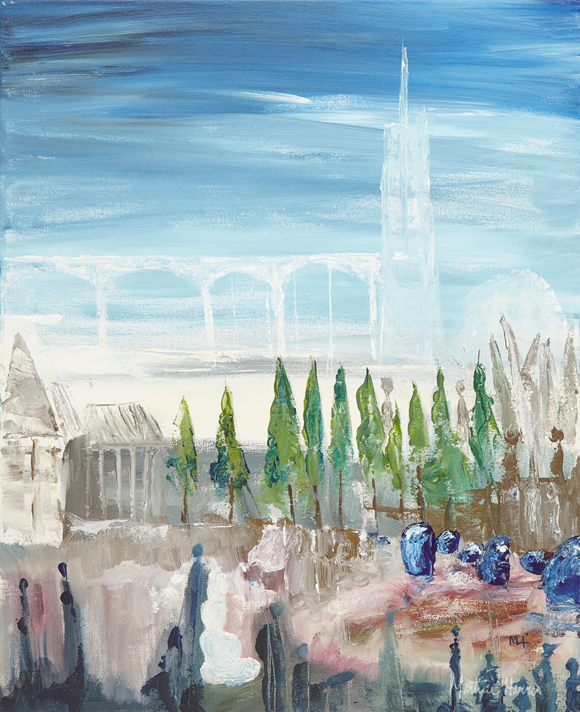 Extra Large Vertical Semi Abstract Original Painting on Canvas | Gothic ...