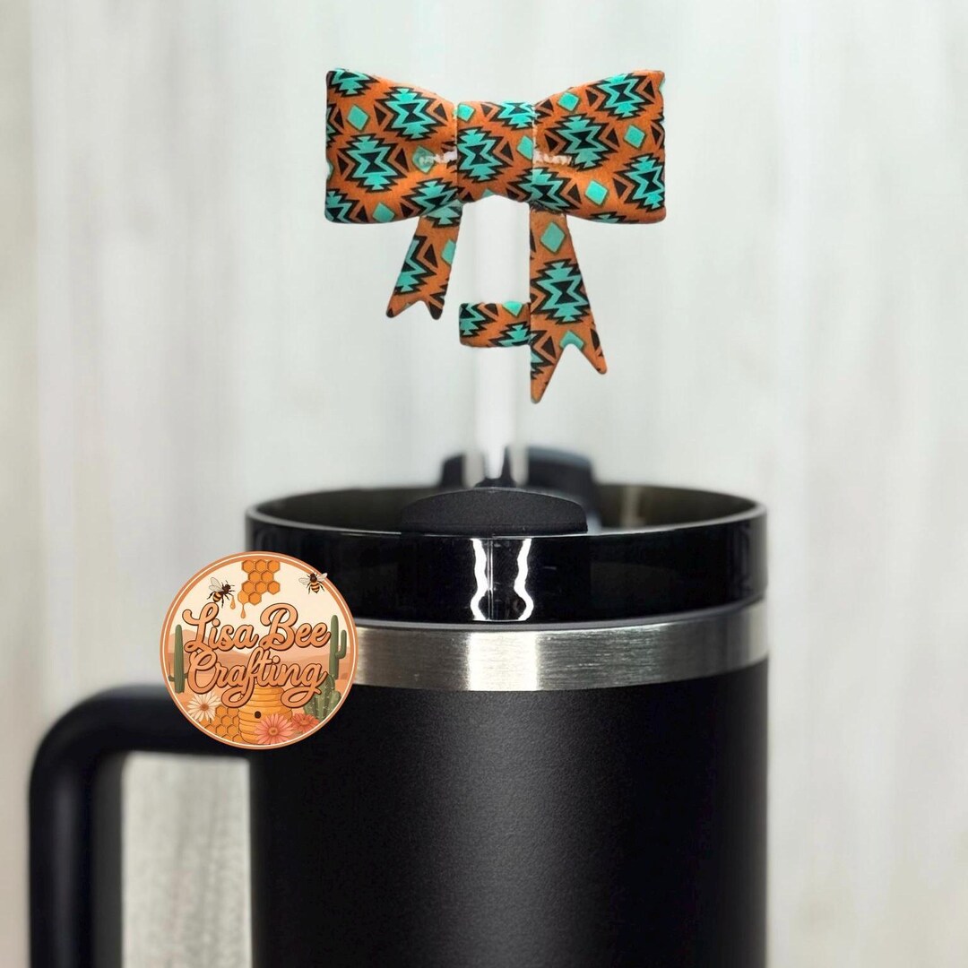 Straw Topper, Rust & Teal, Aztec Print, Western Style, Gifts for Her ...
