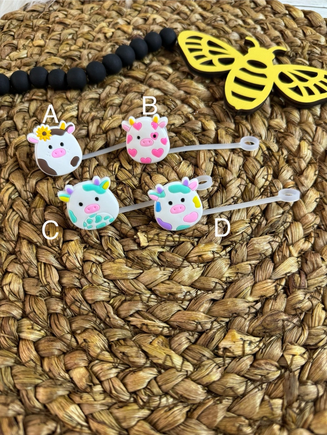 Straw Toppers, Cow, Pastel Cows, Gifts, Silicone, Flowers, Tumbler ...