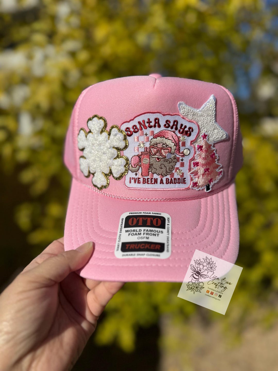 Santa Says Ive Been a Baddie, Pink Trucker Hat, Iron Patch, Women ...