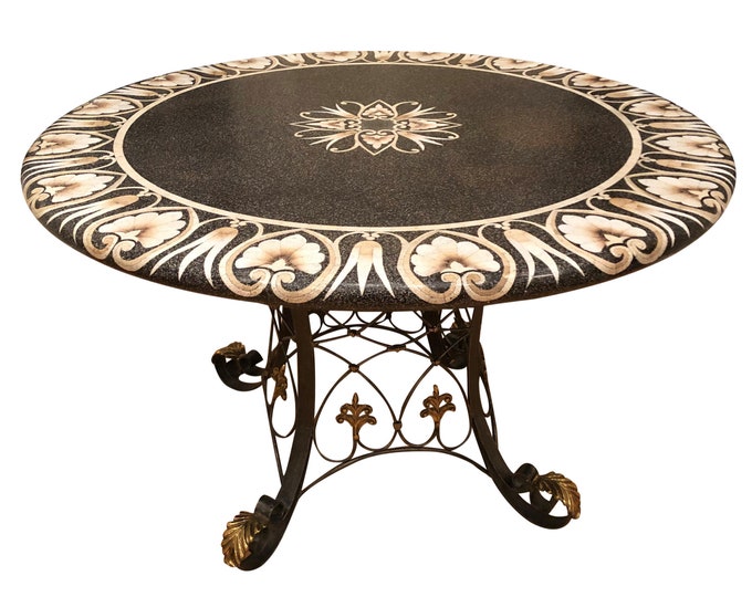 Decorative Maitland-smith Round Dining Table | Iron and Bronze Base ...