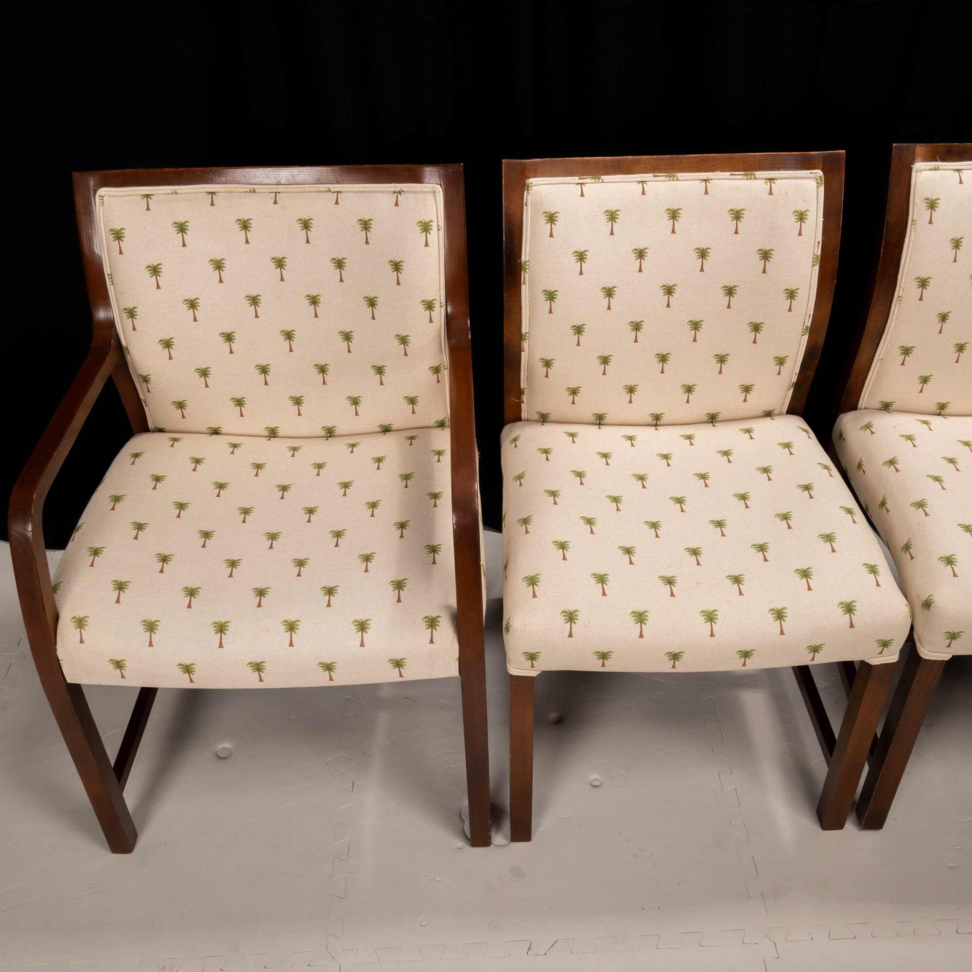 Vintage Solid Wood Palm Tree Print Baker Dining Chairs Set of - Etsy