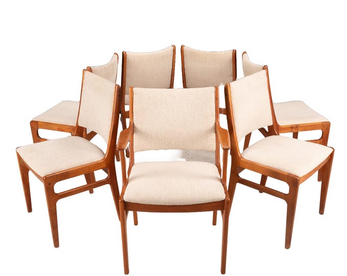 Mid Century Modern Teak Dining Chairs by D-scan - Set of 7 ...