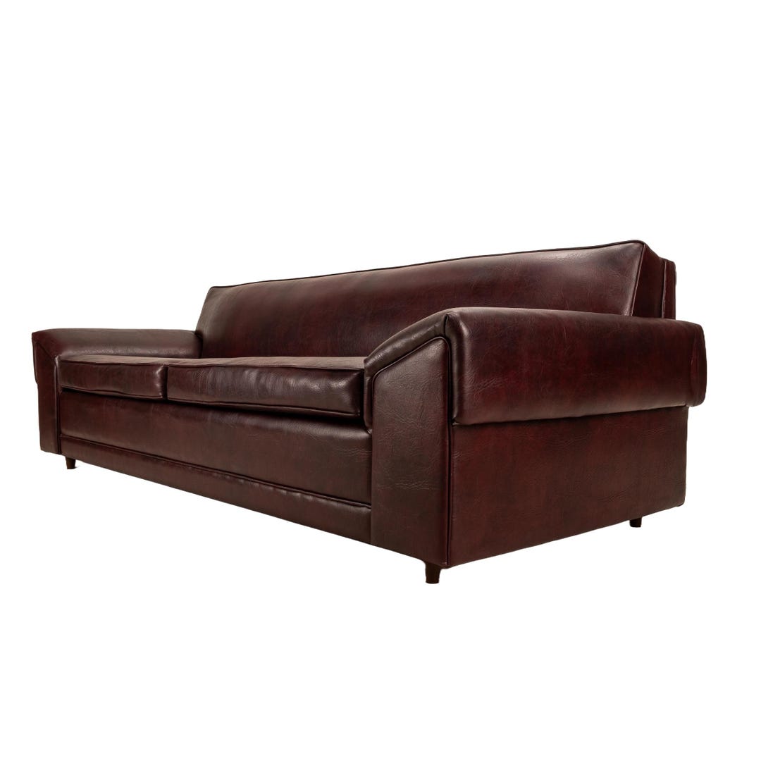 1960s Mid-century Modern Naugahyde Sofa: Dark Burgundy MCM Couch - Etsy