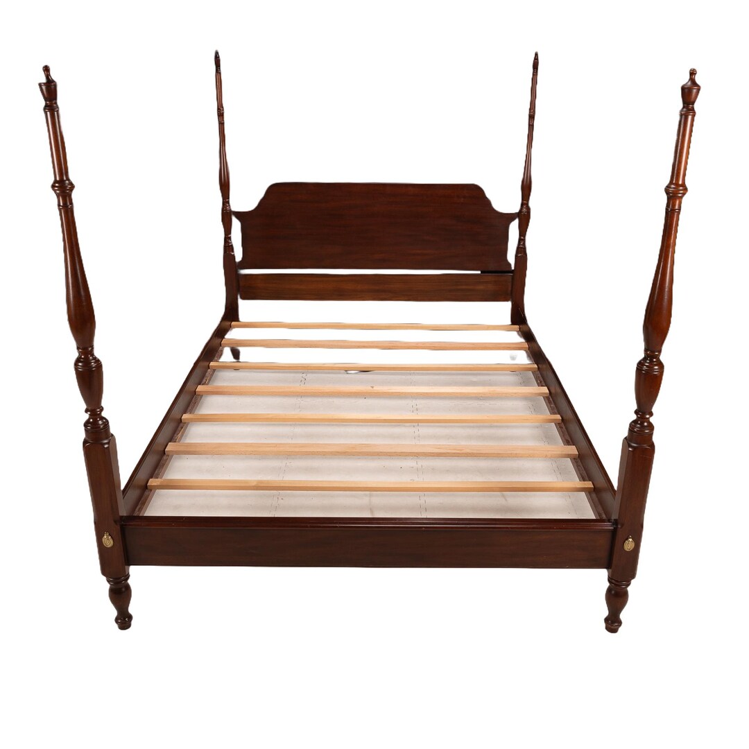 1986 Henkel Harris 4 Poster Solid African Mahogany Queen Bed ...