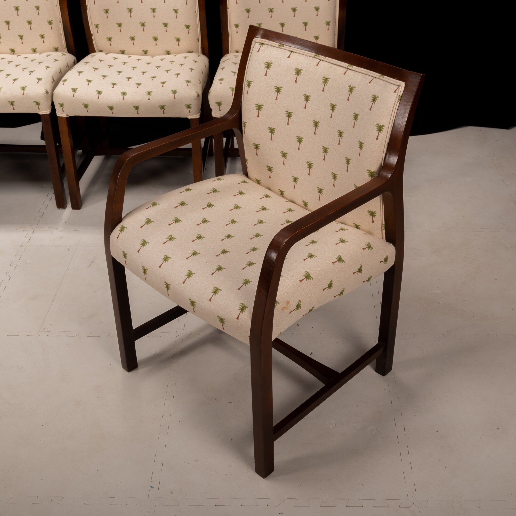 Vintage Solid Wood Palm Tree Print Baker Dining Chairs Set of - Etsy