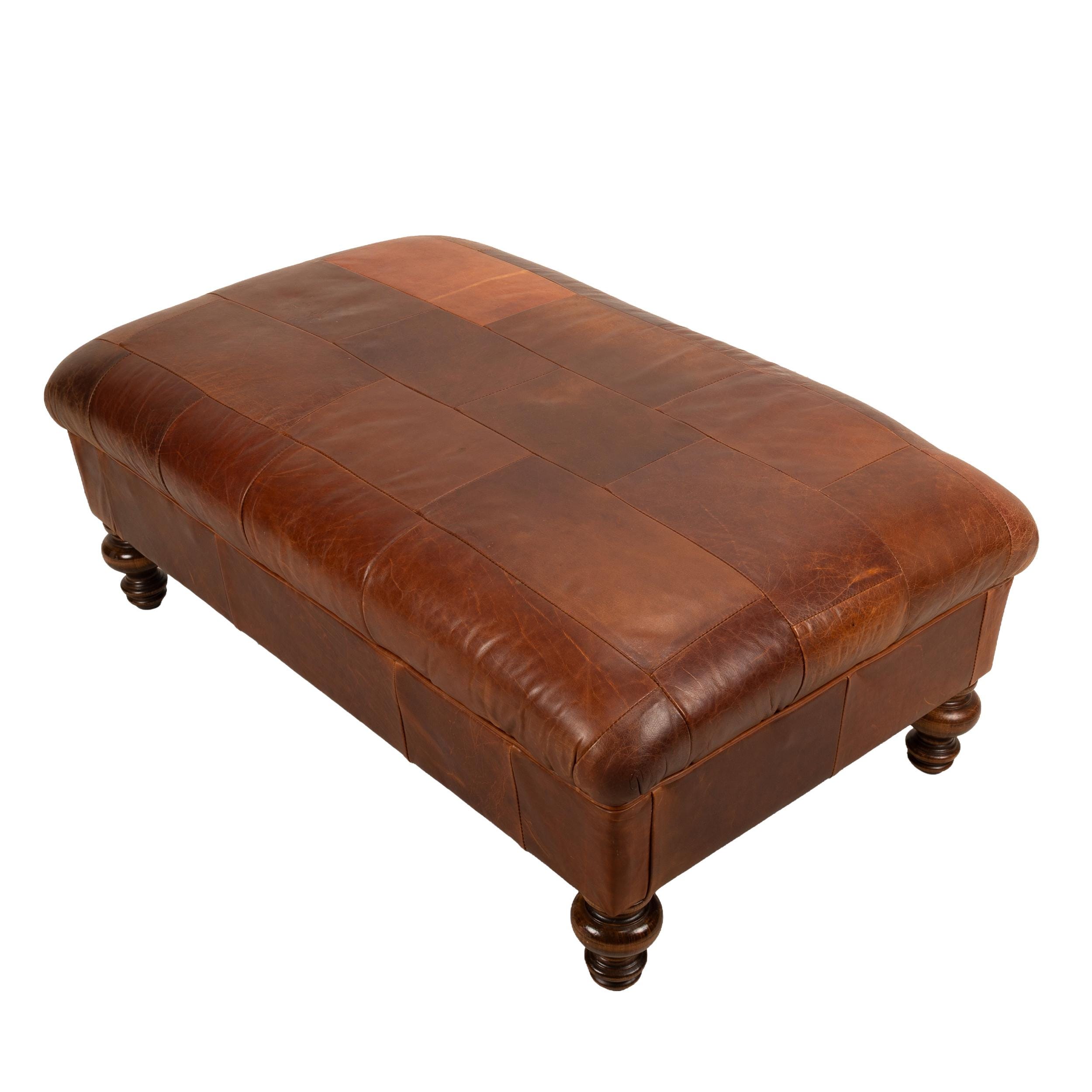RH Restoration Hardware Oversized Large Patchwork Leather Ottoman ...