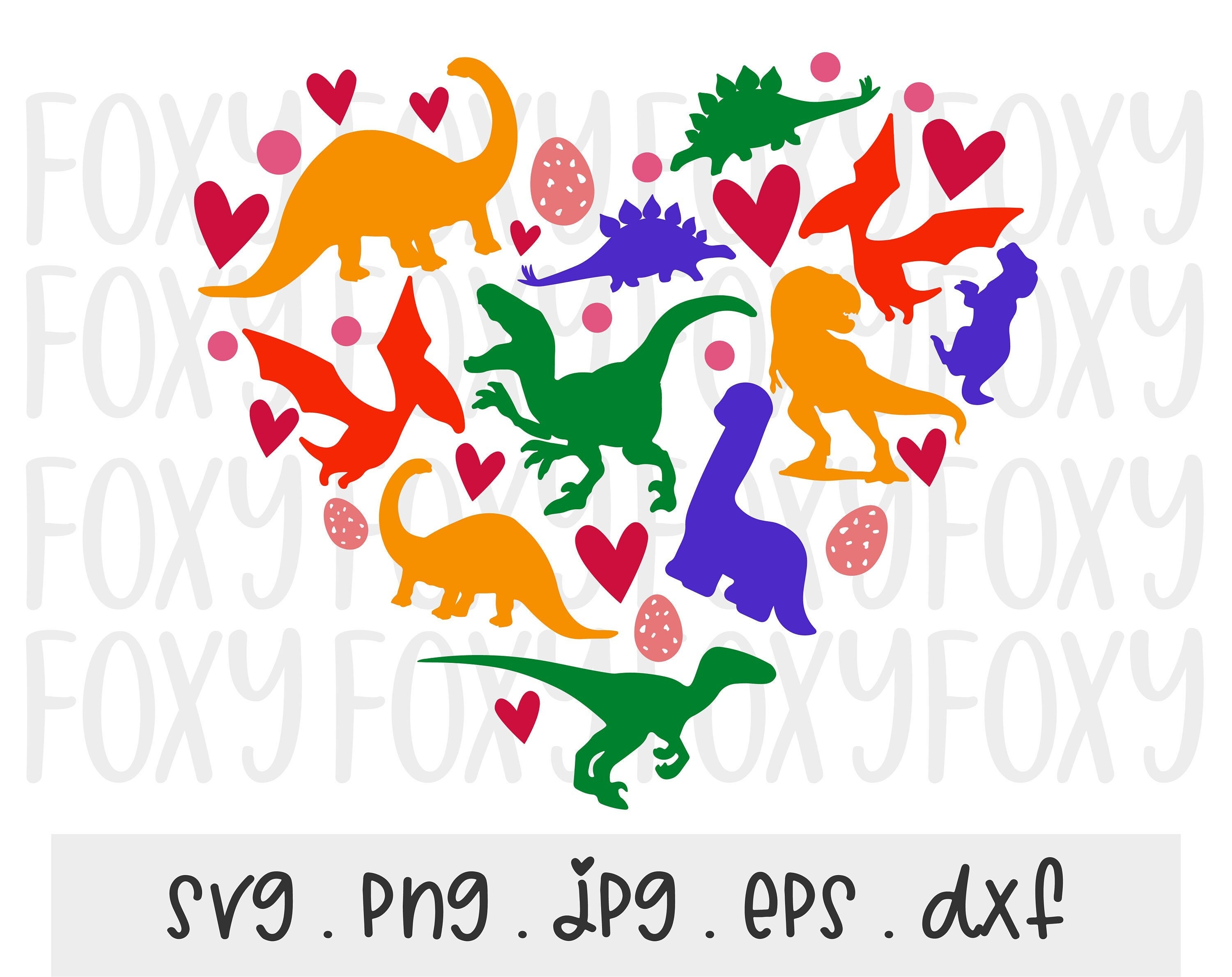Colorful Dinosaur Heart SVG/PNG/JPG Kids Valentine's Day - Etsy