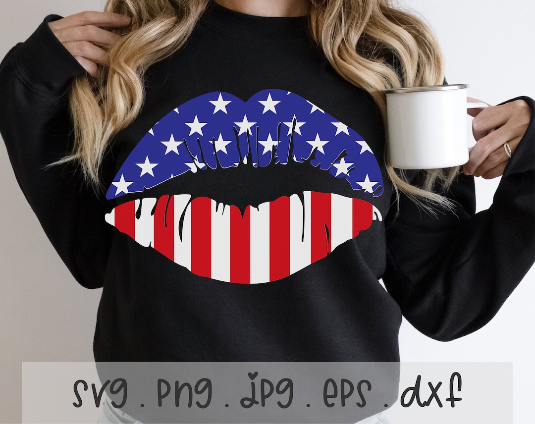USA American Flag Lips Svg/png/jpg, American Babe 4th of July ...