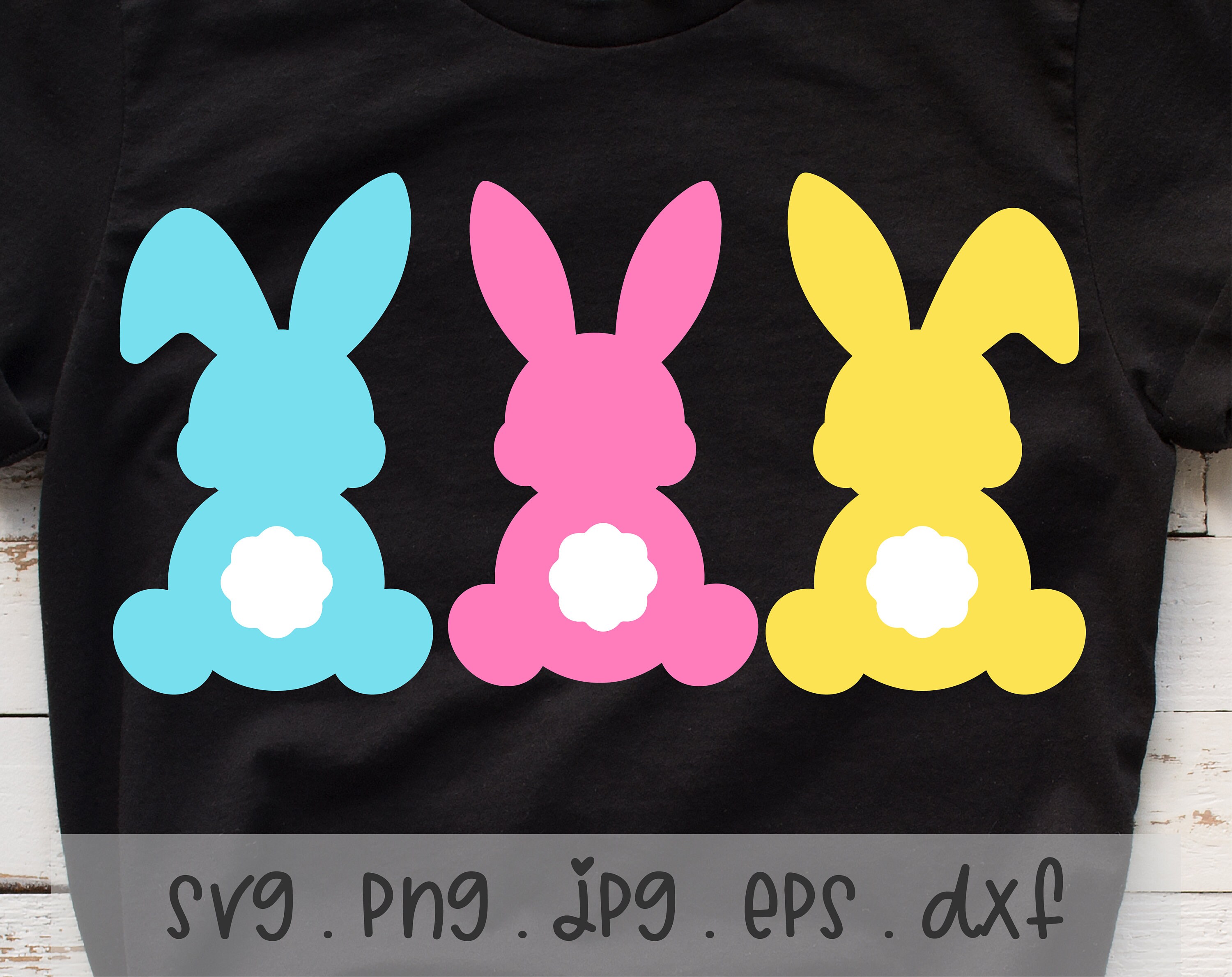 Spring Easter Bunny Shapes SVG/PNG/JPG Pink Blue Yellow | Etsy
