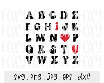 Alphabet I Heart You Svg - Etsy