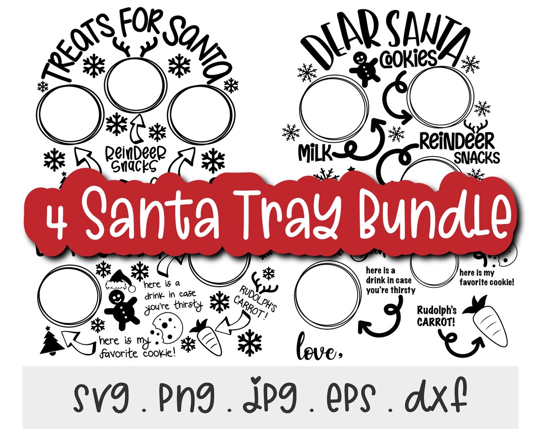 Santa Tray Bundle SVG PNG JPG: Christmas Cookie Plate Design - Etsy