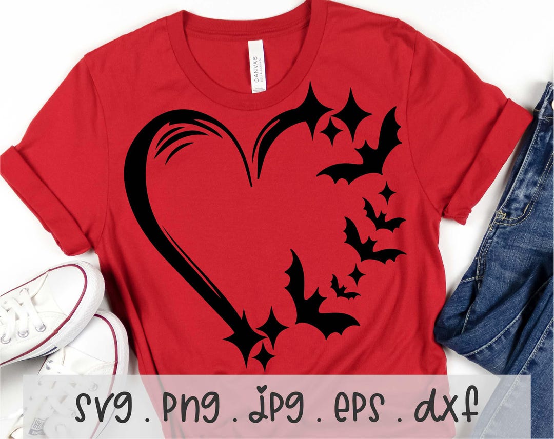 Halloween Bats Heart SVG: Funny Love Design, Commercial Use (download ...