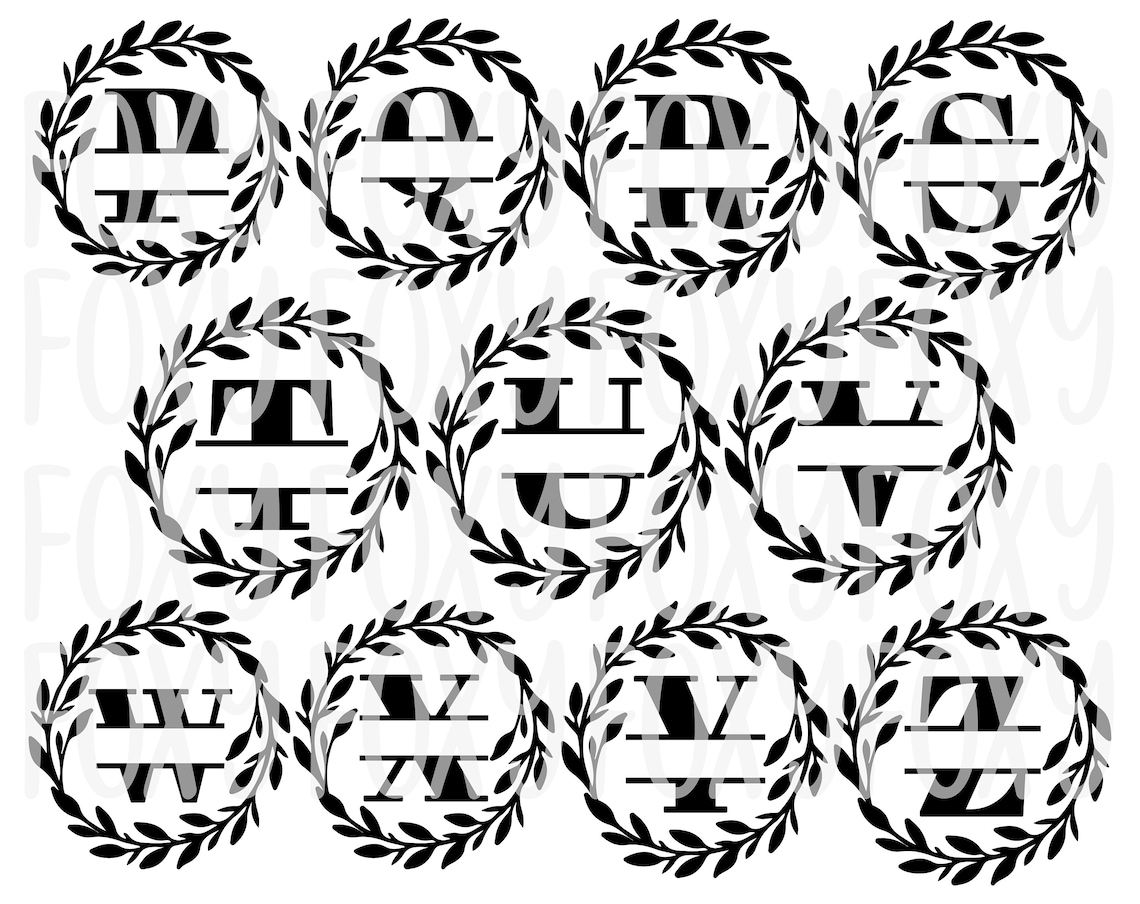 Split Monogram Wreath SVG/PNG/DXF Alphabet Last Name Family - Etsy