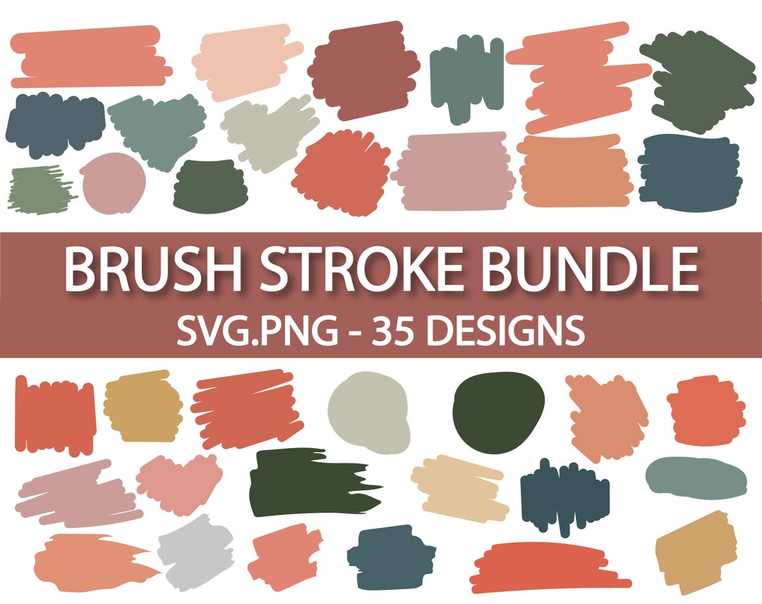 Paint Brush Stroke Bundle SVG/PNG, Bundle Hand Drawn Keychain ...
