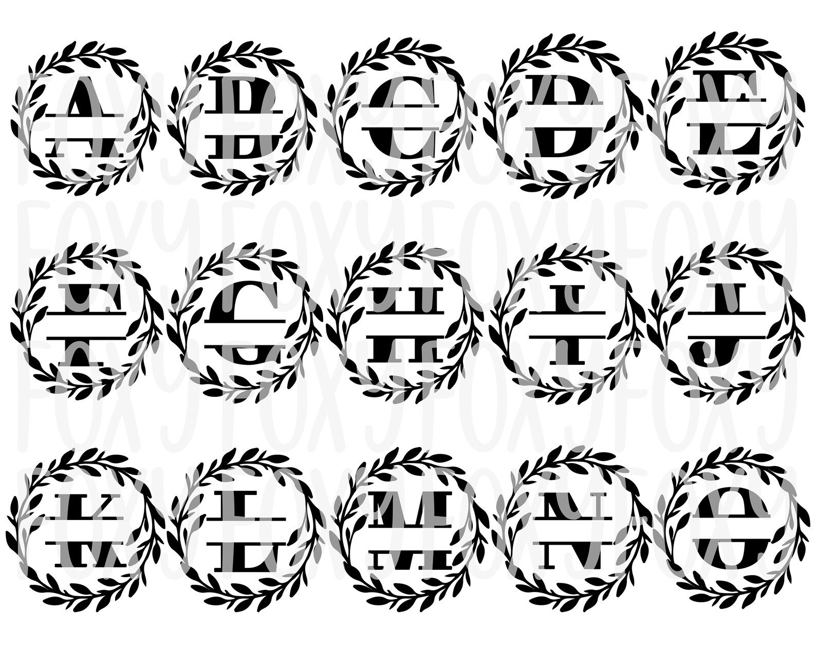 Split Monogram Wreath SVG/PNG/DXF Alphabet Last Name Family - Etsy