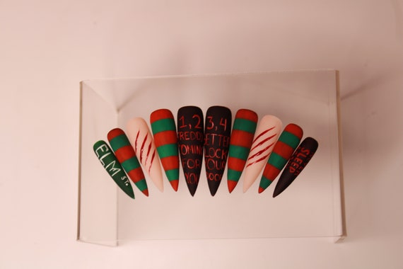 Freddy Krueger Inspired Press on Nails Nightmare on Elm | Etsy