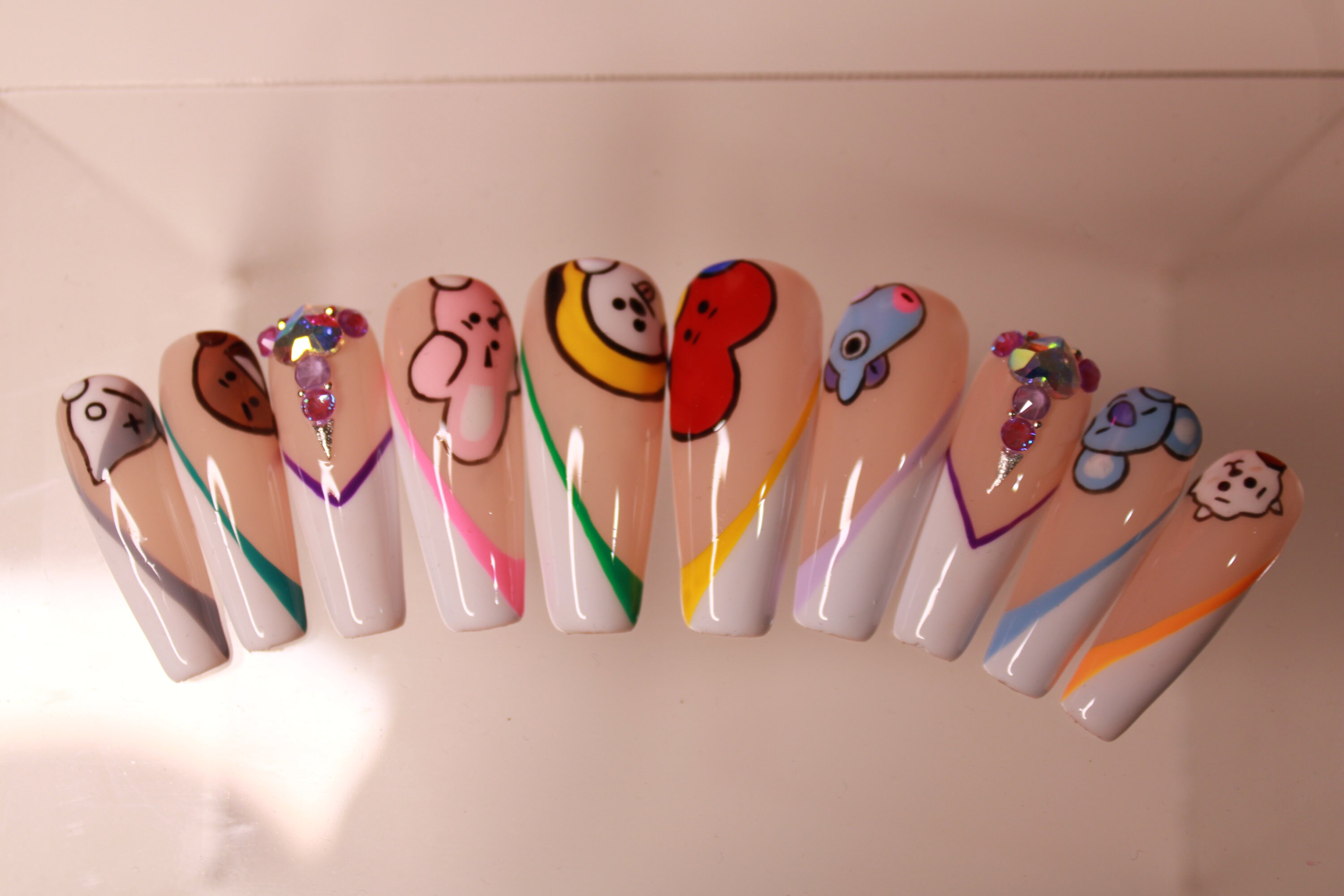 BT21 Inspired Press on Nails Kpop Fake Nails - Etsy UK