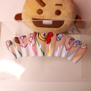 BT21 Inspired Press on Nails | Kpop Fake Nails - Etsy UK