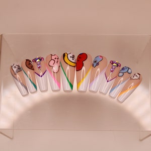 BT21 Inspired Press on Nails | Kpop Fake Nails - Etsy