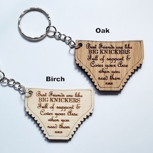 Best Friend Keyring Funny Knickers Fob Friends Birthday Gift Wooden Key ...