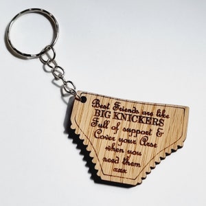 Best Friend Keyring Funny Knickers Fob Friends Birthday Gift Wooden Key ...
