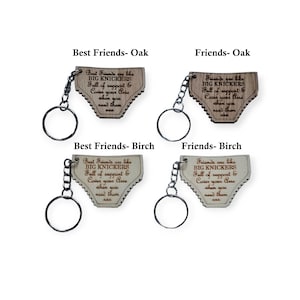 Best Friend Keyring Funny Knickers Fob Friends Birthday Gift Wooden Key ...