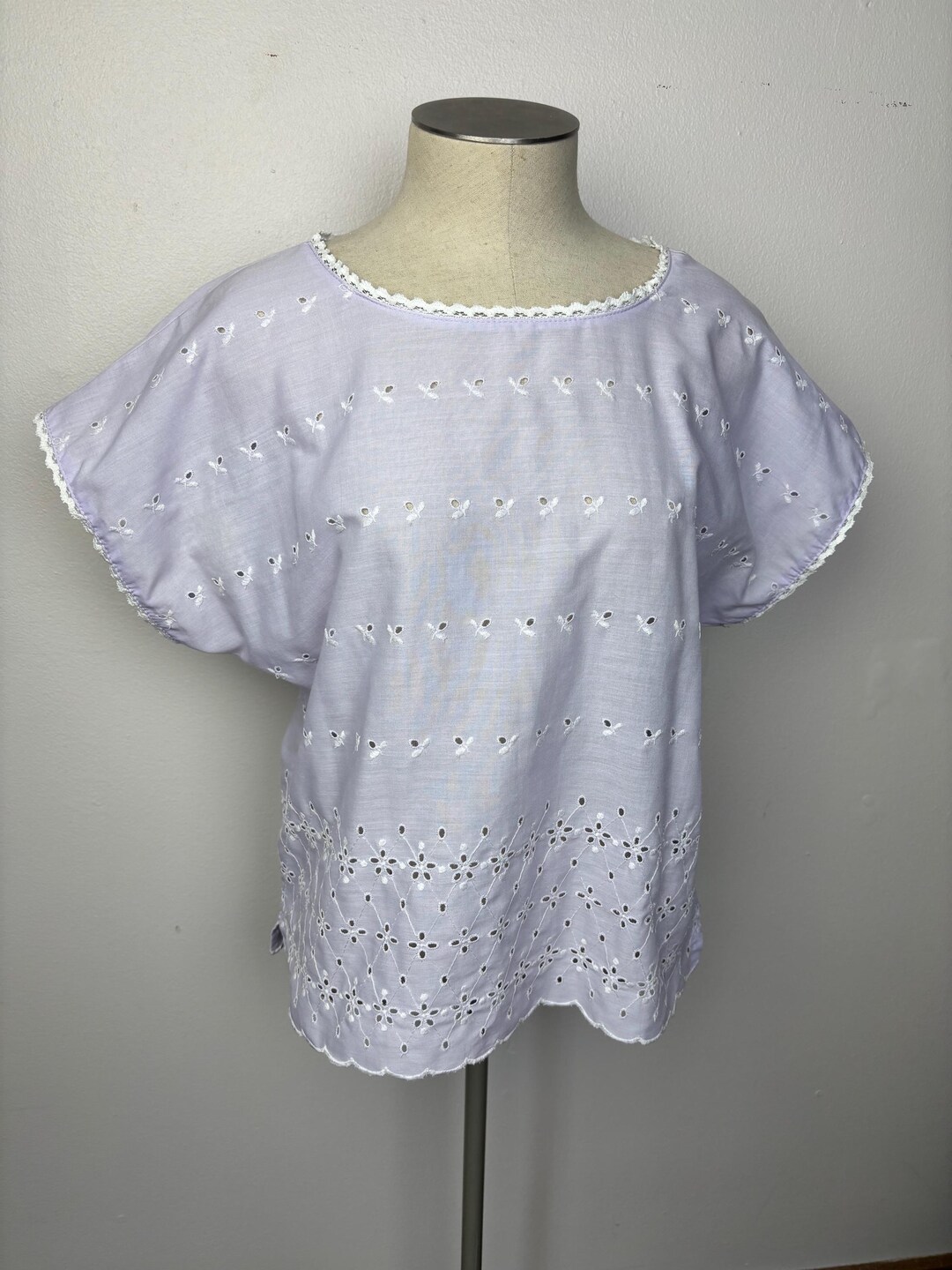 Vintage 60s Rhoda Lee Purple Broderie Anglaise Eyelet Embroidered ...