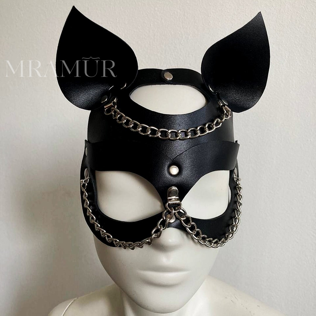 Leather Cat Mask for Woman, Mask Costume, Animal Mask Adult, Cosplay ...