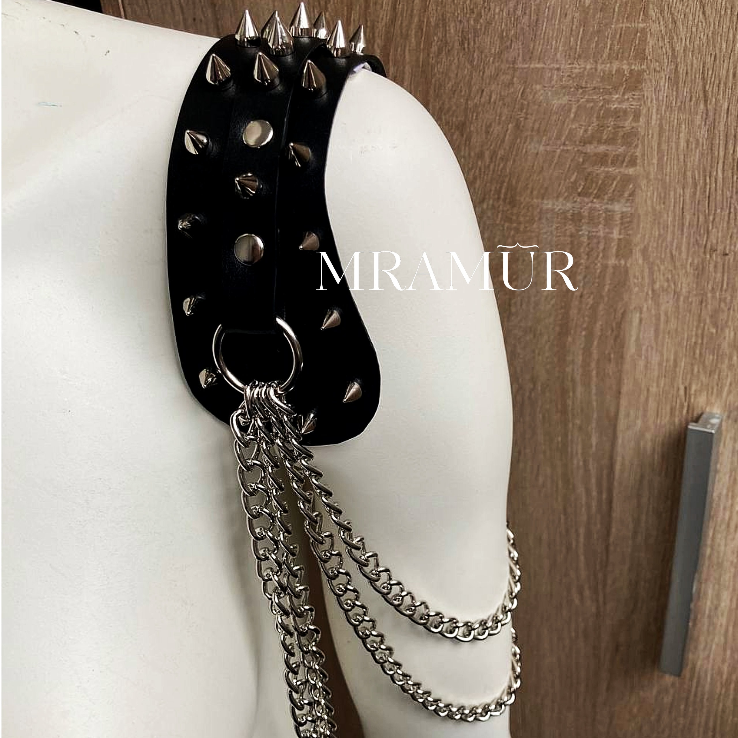 Leather Spiked Epaulettes: Shoulder Armor With Chains (set of 2) - Etsy