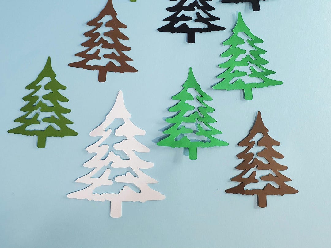 Christmas Tree Die Cuts, 15 Pack, Multiple Colors, Cardstock Trees ...