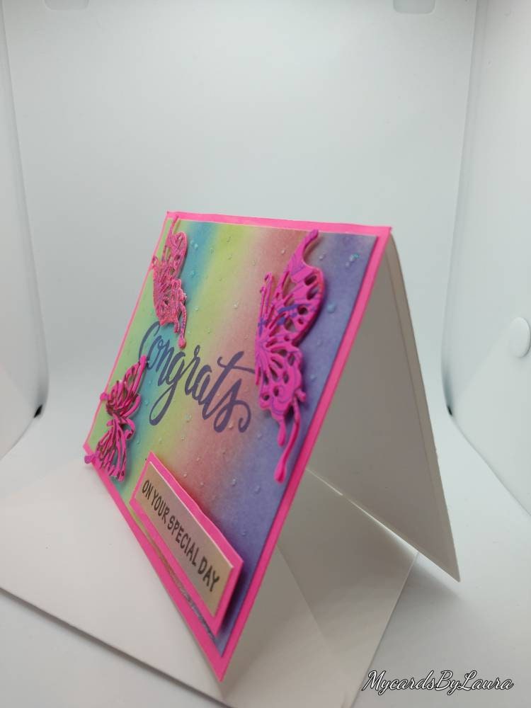 Pink Butterfly Congratulations Card for Her Handmade Congrats - Etsy